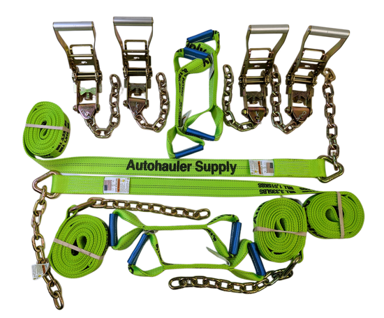 8 Point Kit of DIAMOND WEAVE Rollback / Flatbed Car Tie-Downs with ...