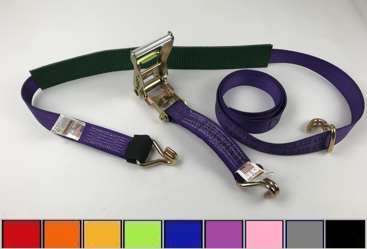 Low-Profile DIAMOND WEAVE Wire Hook Ratchet Strap w/ Reinforced Eye