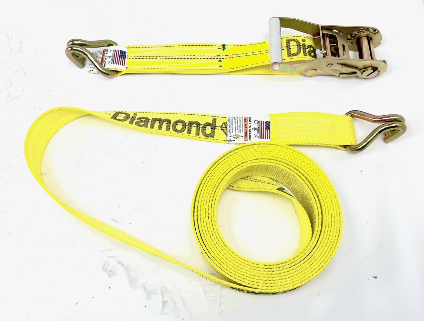 2" Diamond Weave Ratchet Strap with Wire Hooks- 14" Ratchet End with B
