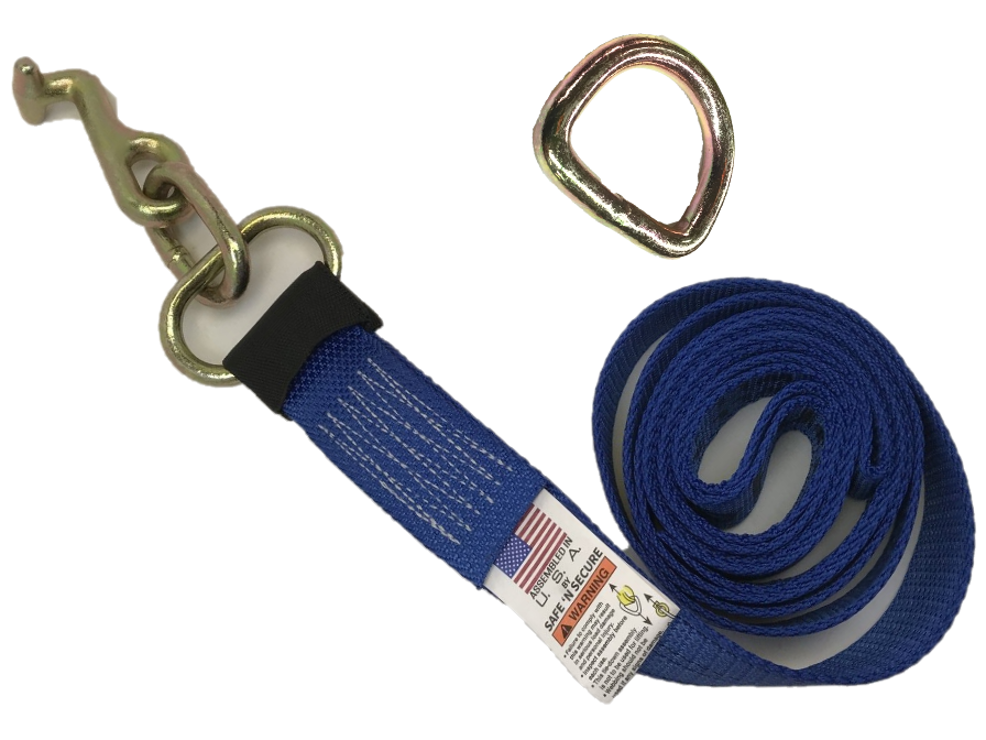 2" wide Diamond Weave Strap with Forged T-Frame Hook and Forged D-Ring ...